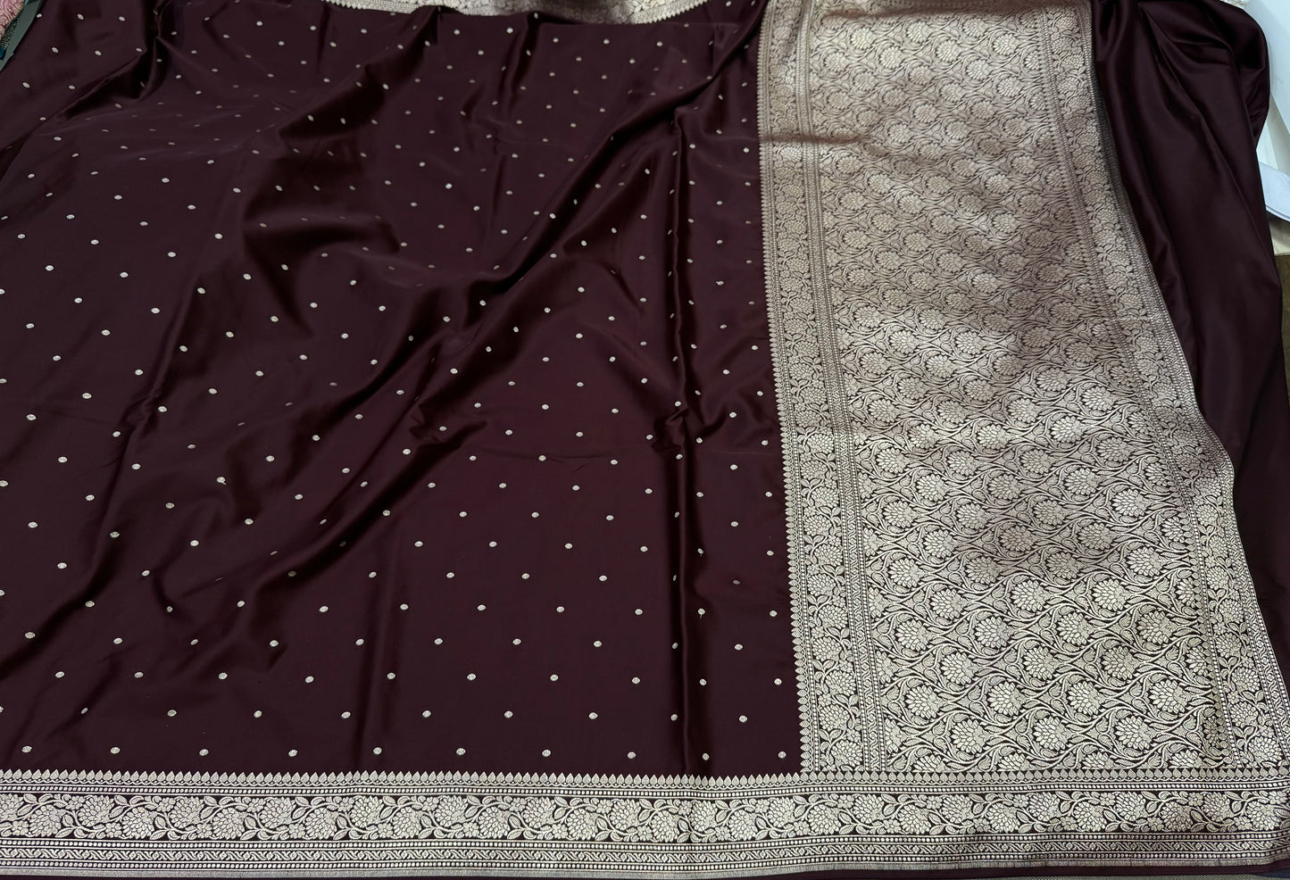 Chocolate Mashru Silk Saree – ZAIRA