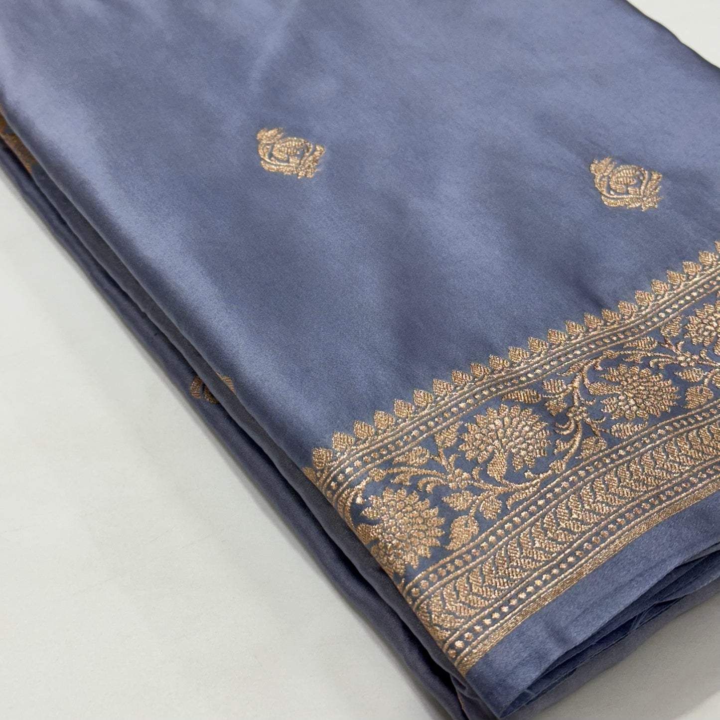 Pastel English Blue Mashru Silk Saree – ZAIRA